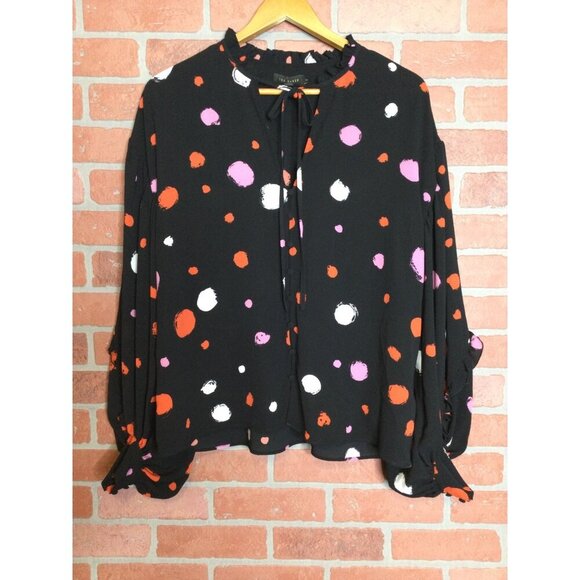 Ted Baker | Tops | Ted Baker London Womens Sunrai Spot Blouse Black ...